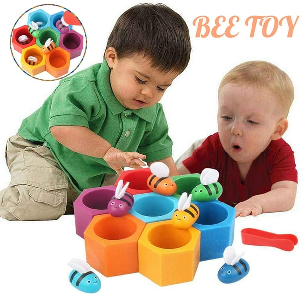 Cameland Kids Toys Wooden Beehive Board Clipping Bee Color Cognition ...