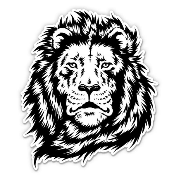 Lion Black and White - 3" Vinyl Sticker - For Car Laptop Water Bottle ...