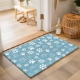 Blue Paw Print 2x3ft Non Slip Area Rug Modern Classic Blue White Animal ...