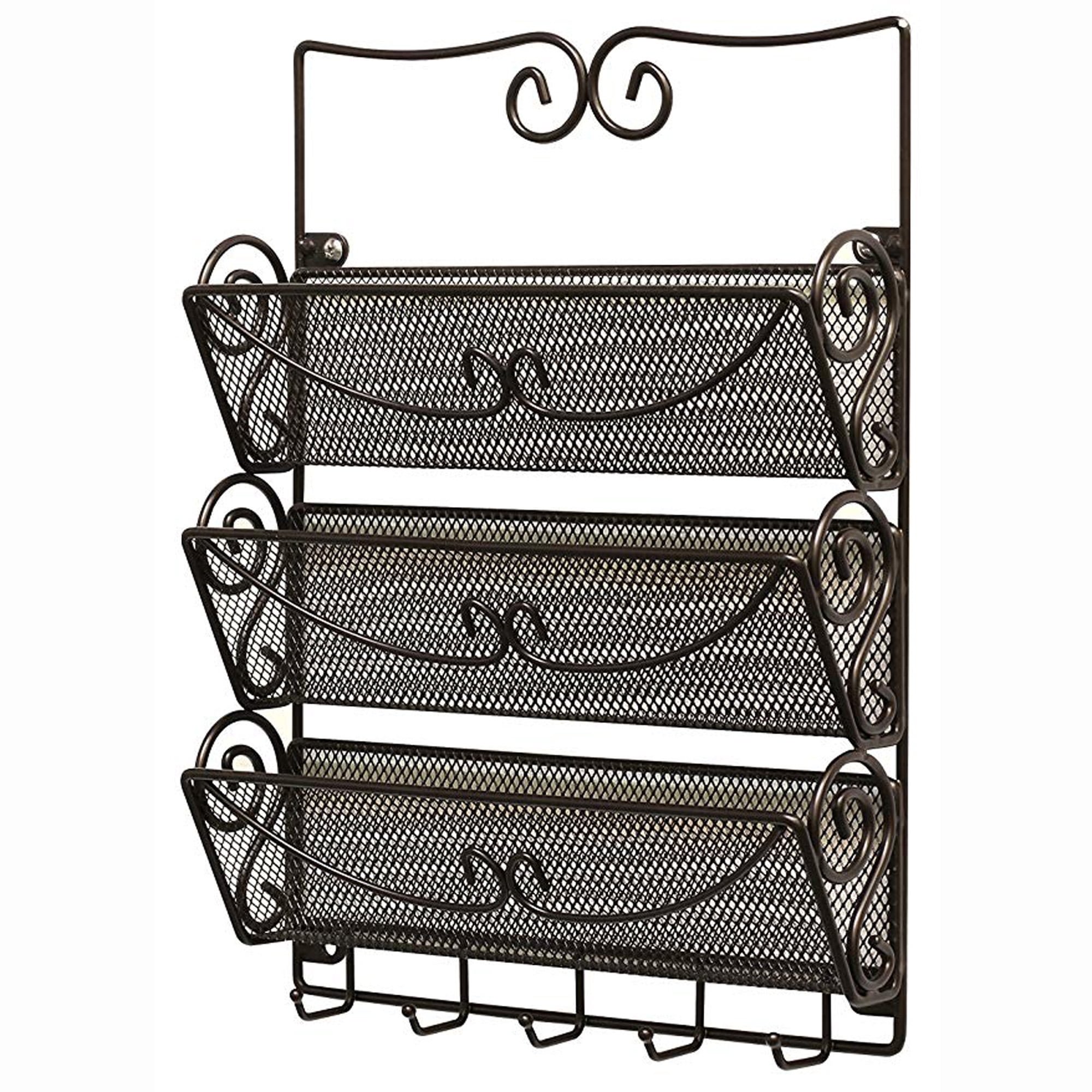 LELINTA Wall Mount 3 Tier Letter Rack Organizer, Key Holder, Bronze ...