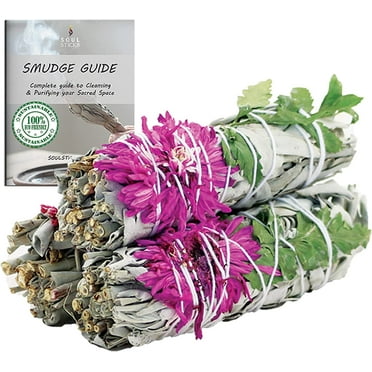 3 Pack Mixed White Sage and Peppermint Leaves Smudge Sticks | Grown in California Smudge Bundles ...