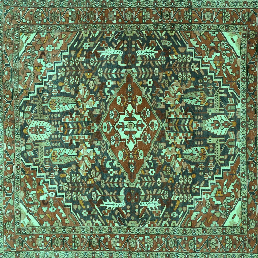 Ahgly Company Machine Washable Indoor Square Persian Turquoise Blue ...