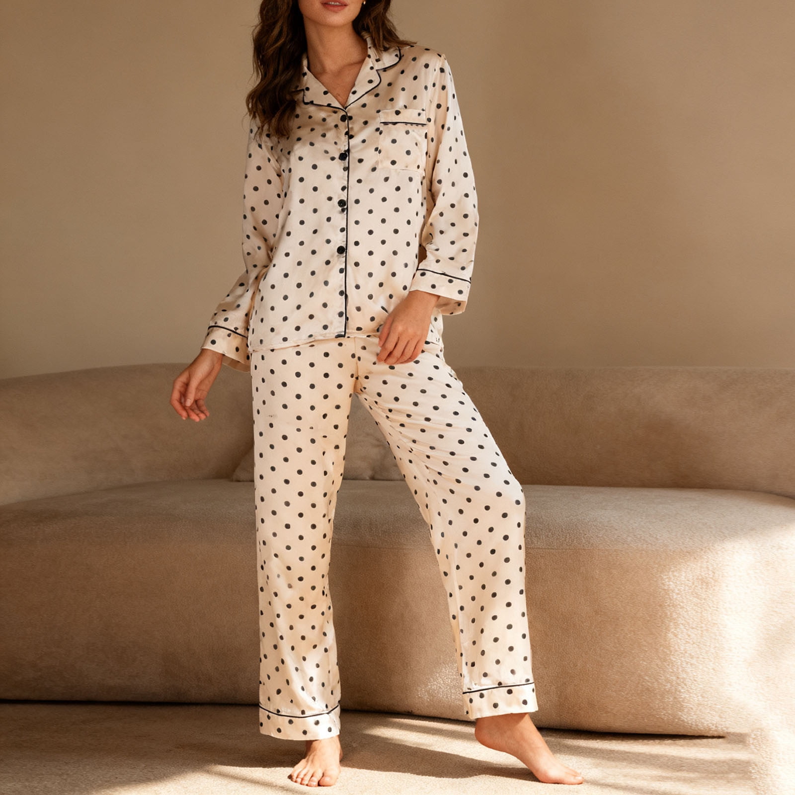 Click here for Censtreet Womens Silk Satin Pajamas Set Long Sleev... prices