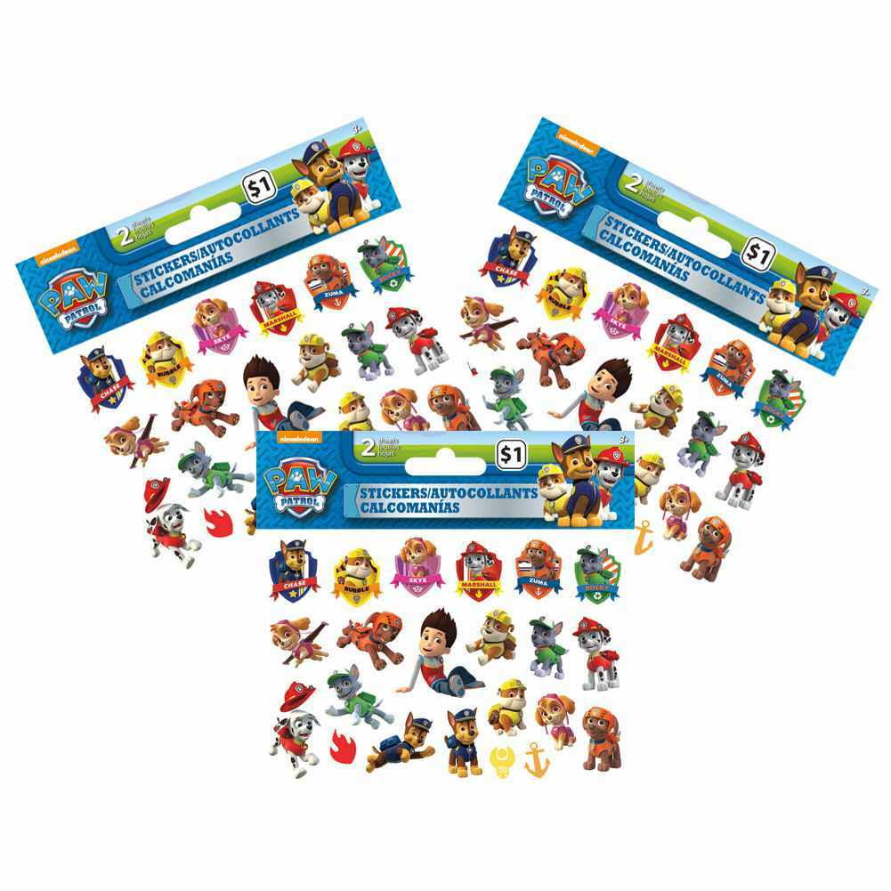 Paw Patrol Mini Stickers [3 Packages of 2 Sheets Each] - Walmart.com