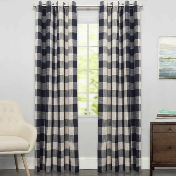 Courtyard Grommet Plaid Window Curtain Single Panel 84"x53" - Walmart ...