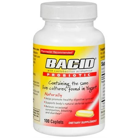 Bacid Probiotic Caplets 100 Caplets (Pack of 6) - Walmart.com