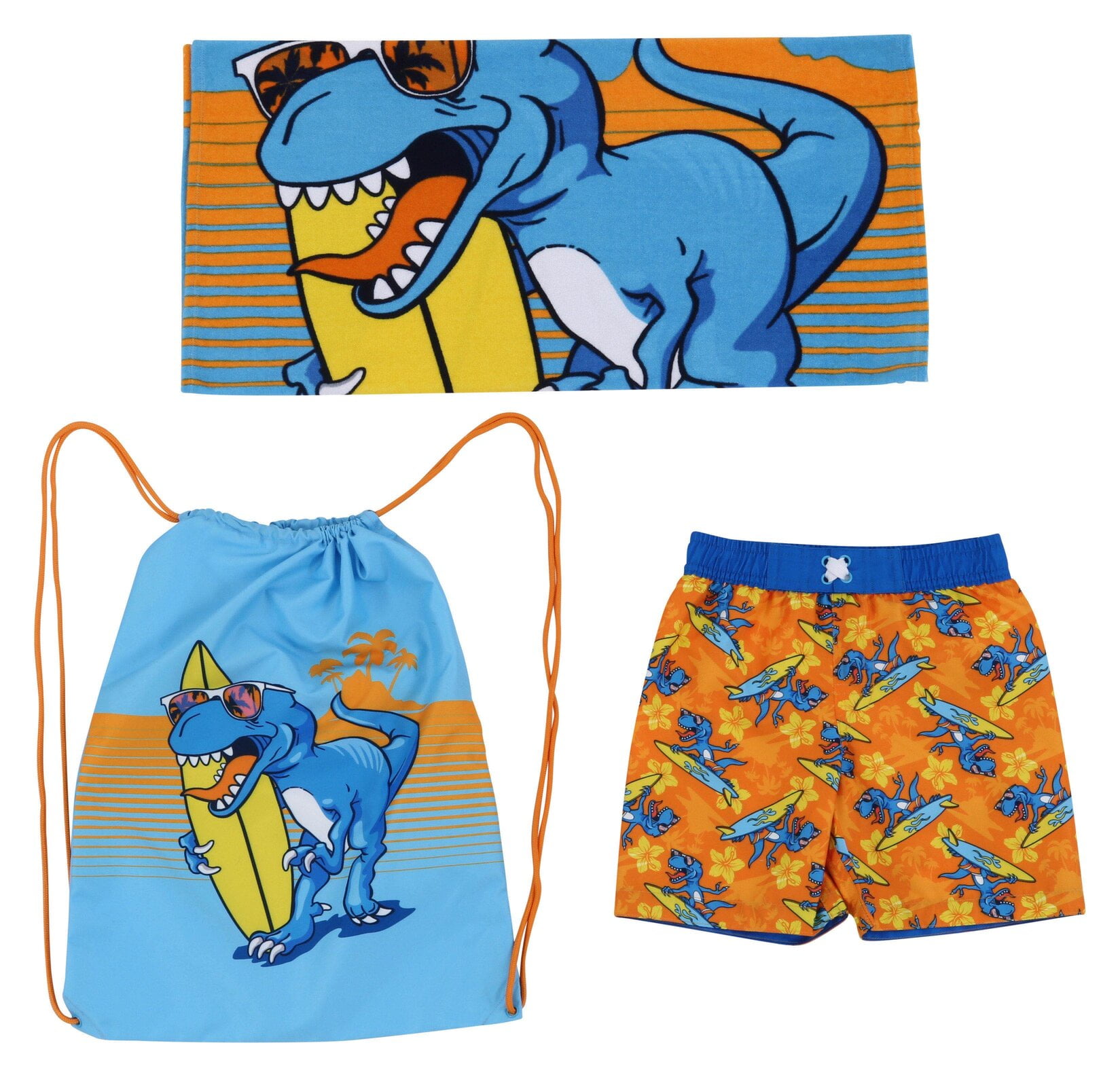 Little Boys Swim Trunks Towel and Beach Bag 3 Piece Dinosaur S20 4 - Walmart.com