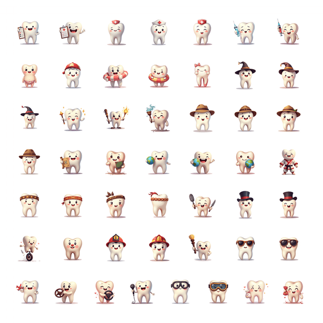 50pcs Adorable Tooth Stickers Cartoon Dentist Kawaii Decals Birthday ...