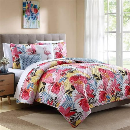 Ellison First Asia 18511701BW-MUL Lanai Quilt Set, Pink - Twin Size, 4 ...