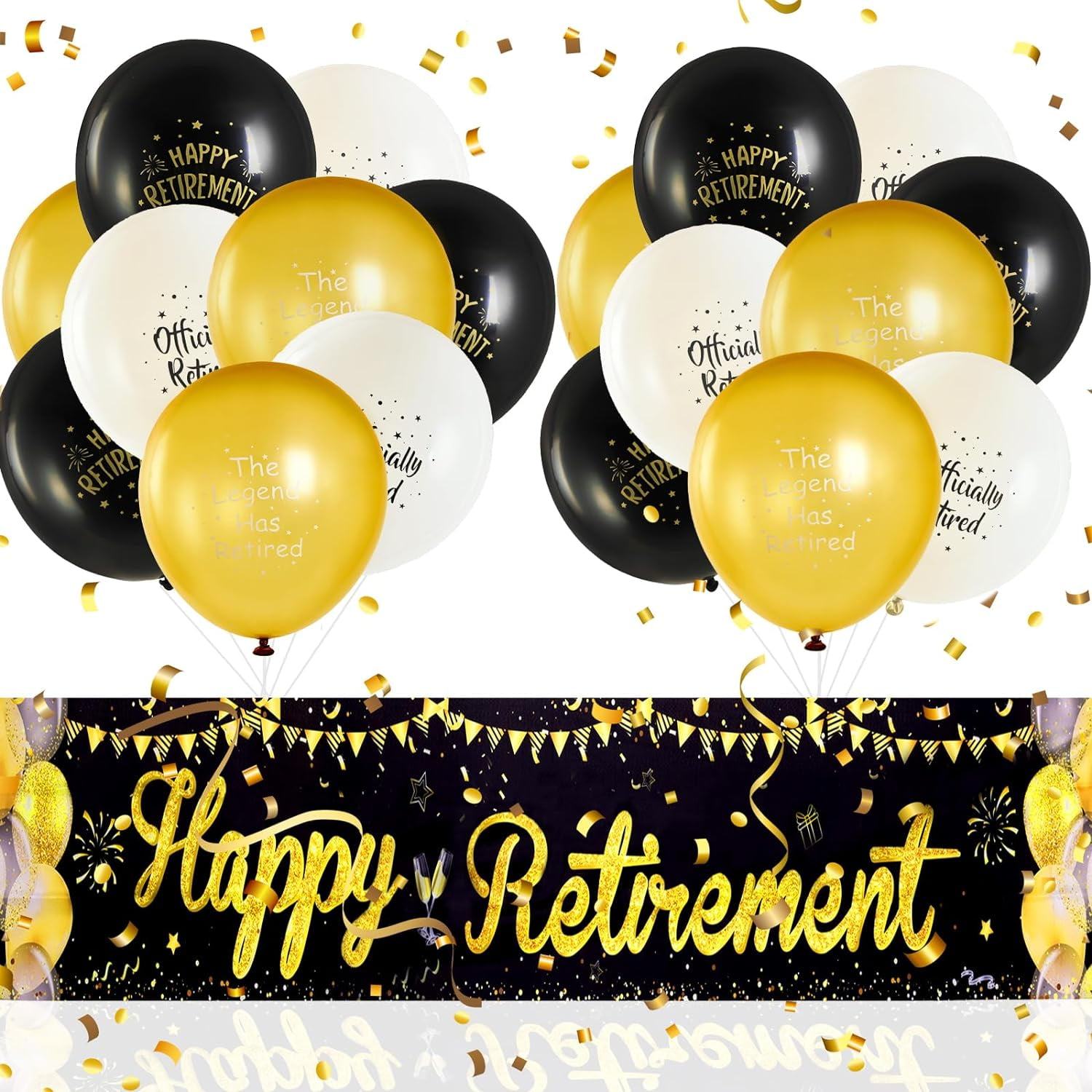 shiyou-19 PCS Happy Retirement Balloons and Banner Happy Retirement ...