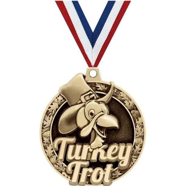 Turkey Trot Medals, 2" Gold Diecast Turkey Trot Medal Award 50 Pack ...