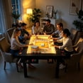 HABUTWAY Coperat Solid Wood Board Game Table with LED Lights for 4-6 ...