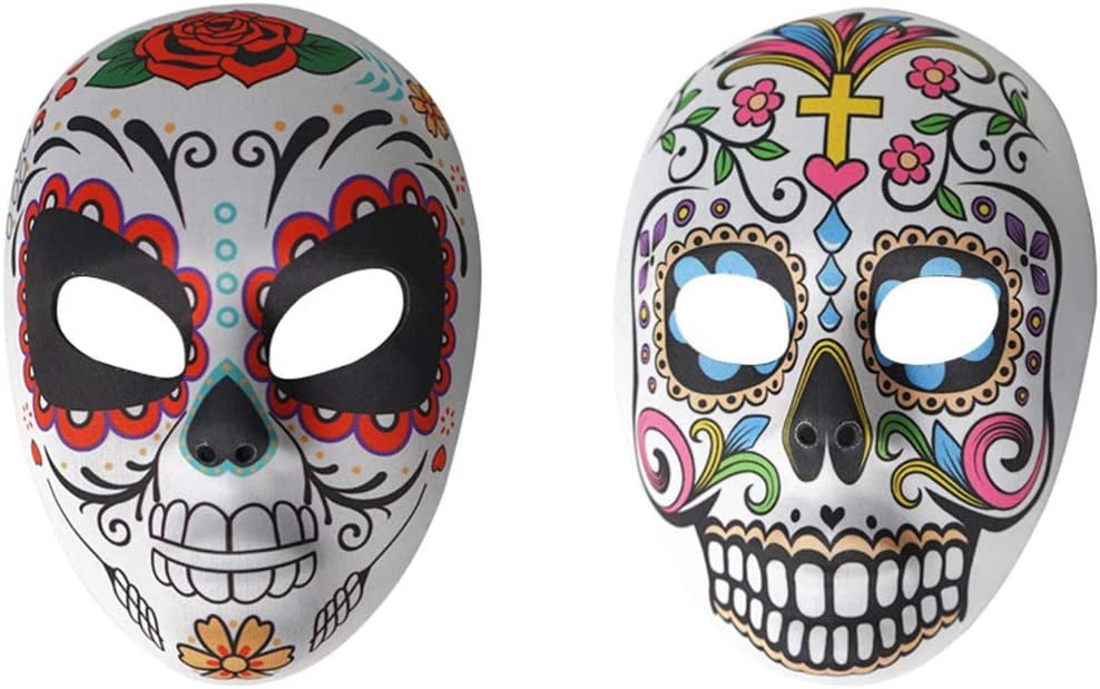 2 máscaras de calavera de azúcar, máscara de máscara, disfraz mexicano ...