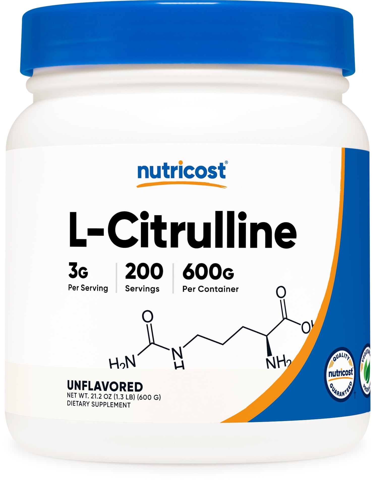 Nutricost Pure L-Citrulline Powder 600 Grams - No Malate, Non-GMO ...