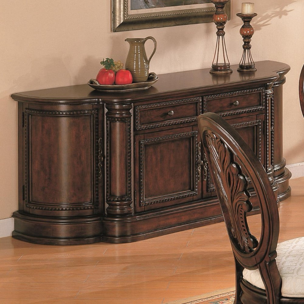 Traditional Style Wooden Dining Buffet Server, Dark Cherry Brown ...