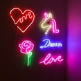 Isaac Jacobs 15" x 9" LED Neon Pink Rose Flower with Green Stem Wall ...