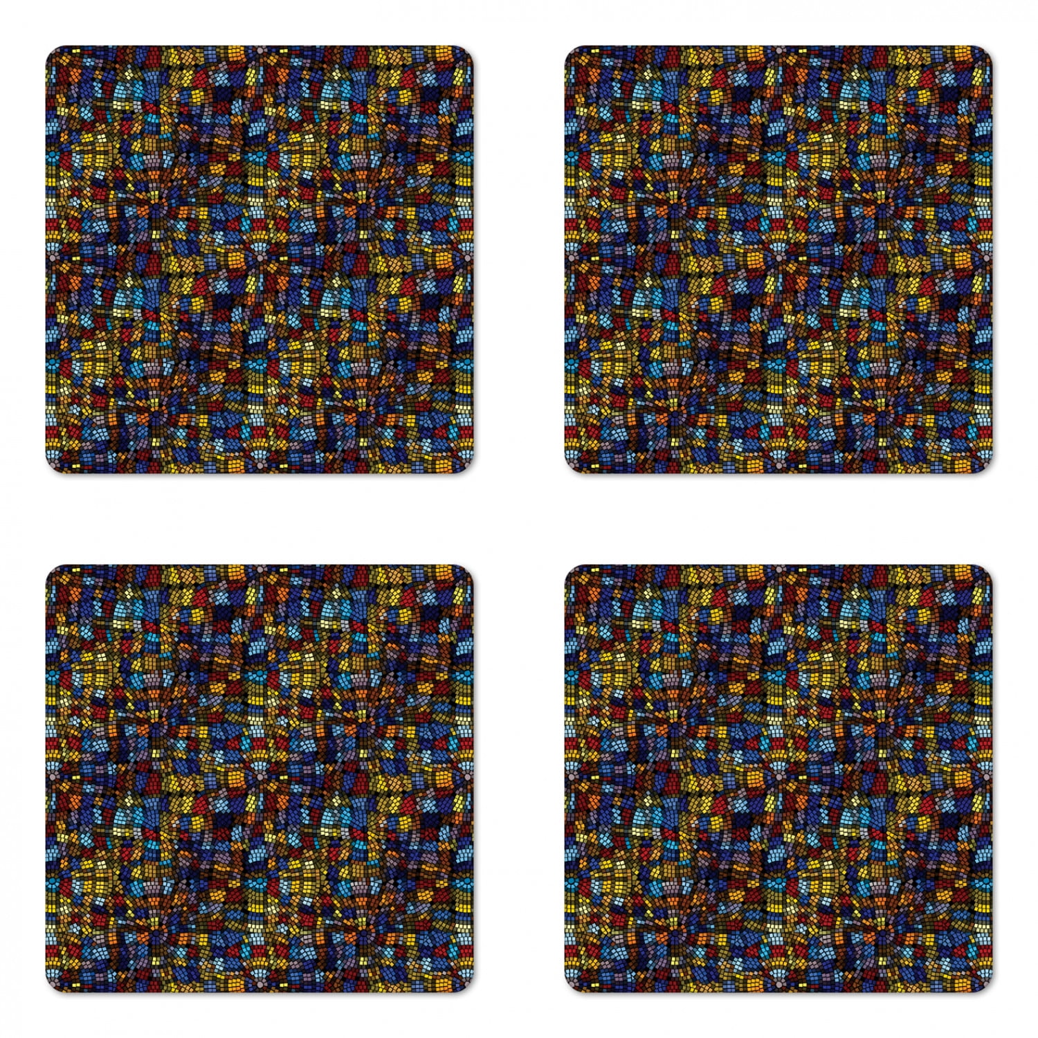 Antique Coaster Set of 4, Victorian Medieval Mosaic Tiles Pattern with ...