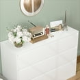 Homfa 6 Drawer White Double Dresser for Bedroom, Wave Panel Wood ...
