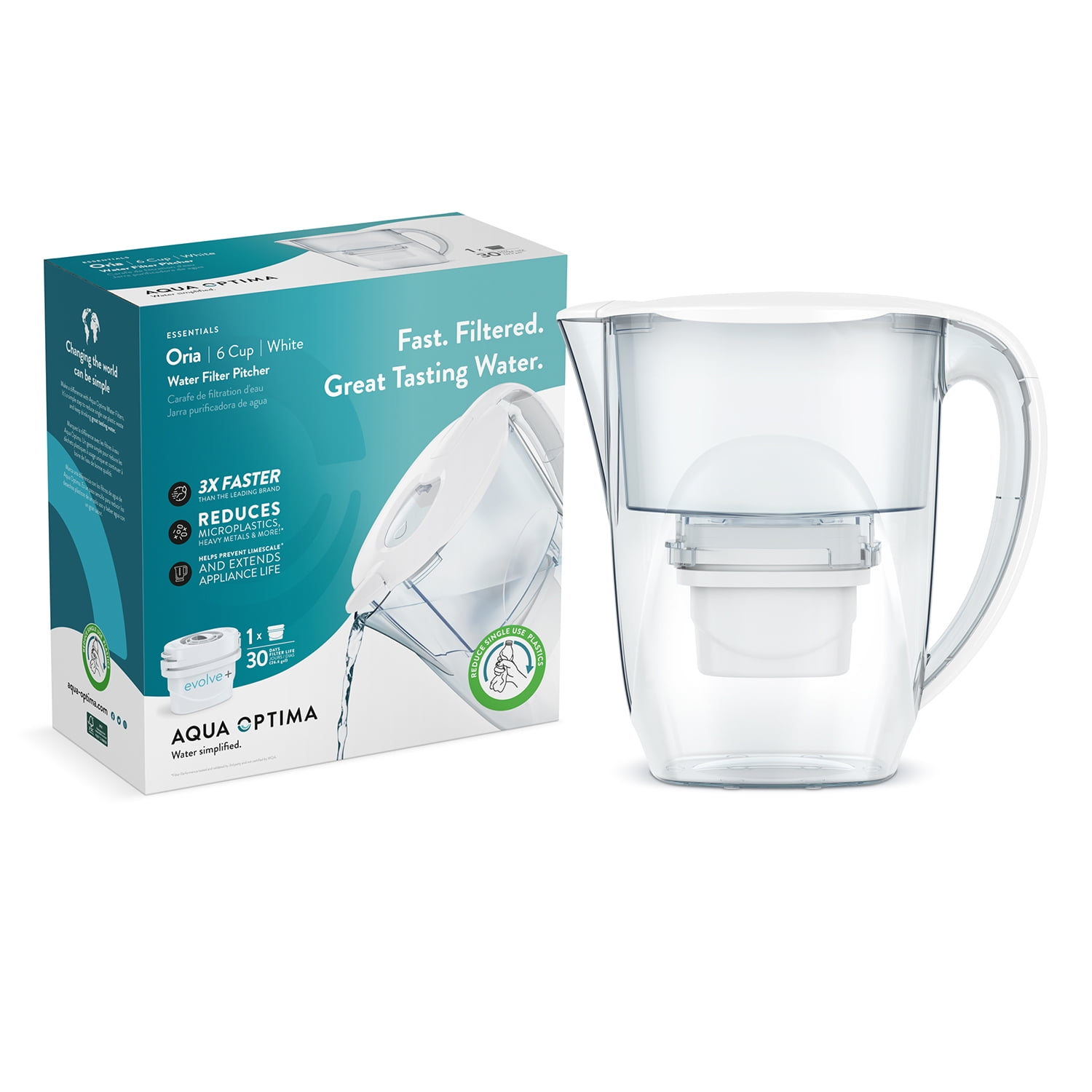 Aqua Optima Water Filter Pitcher for Tap and Drinking Water with 1 ...