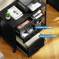 Himusi 3 Drawer Rolling File Cabinet, Wood Filing Cabinet with Socket ...