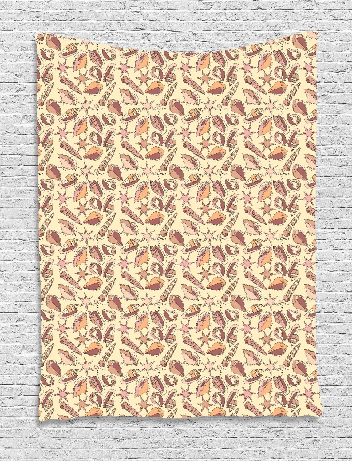 Shell Tapestry, Abstract Design Different Seashells Doodle Stylized ...