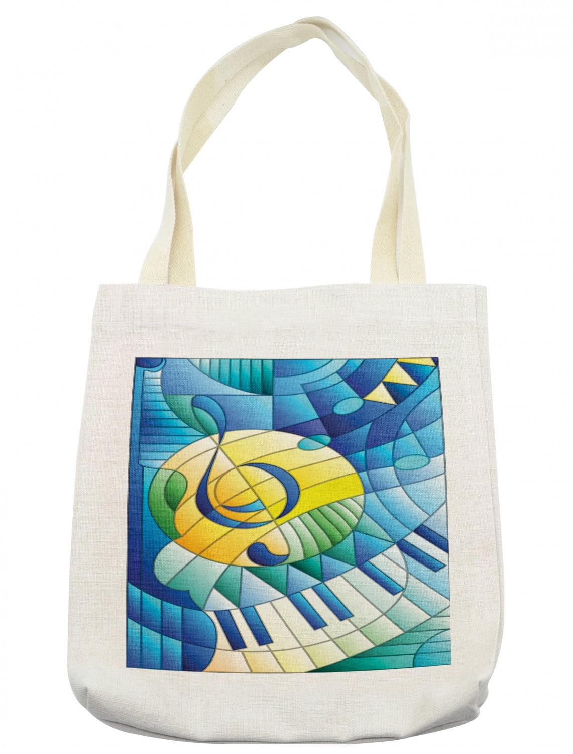 Music Tote Bag, Stained Glass Style Composition of Clef Notes and ...