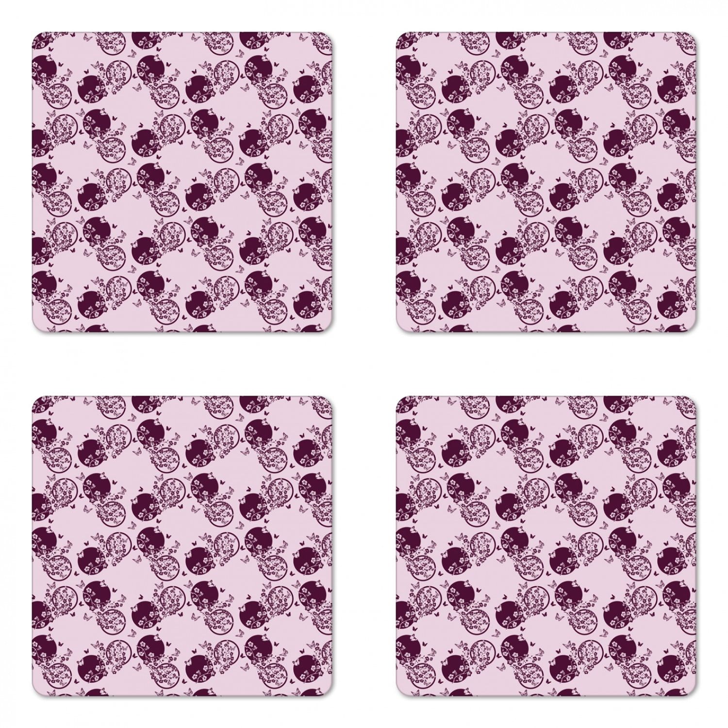 Japanese Coaster Set of 4, Traditional Cherry Blossom Sakura Branches ...