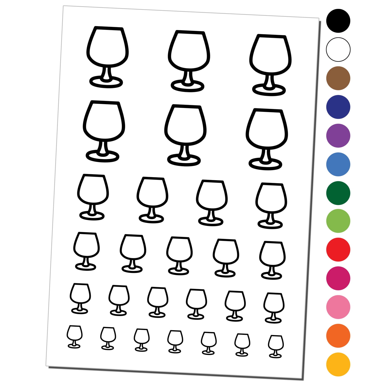Brandy Wine Glass Water Resistant Temporary Tattoo Set Fake Body Art ...