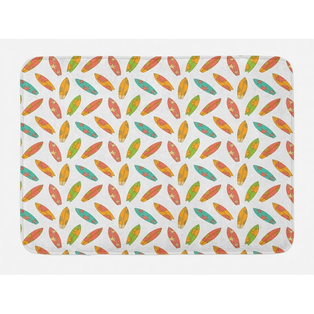 Surfboard Bath Mat, Fun Colorful Surfing Boards Water Sports Summer ...