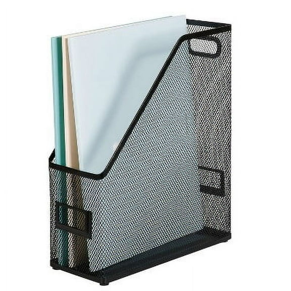 MyOfficeInnovations 3 Compartment Wire Mesh File Organizer Matte Black ...