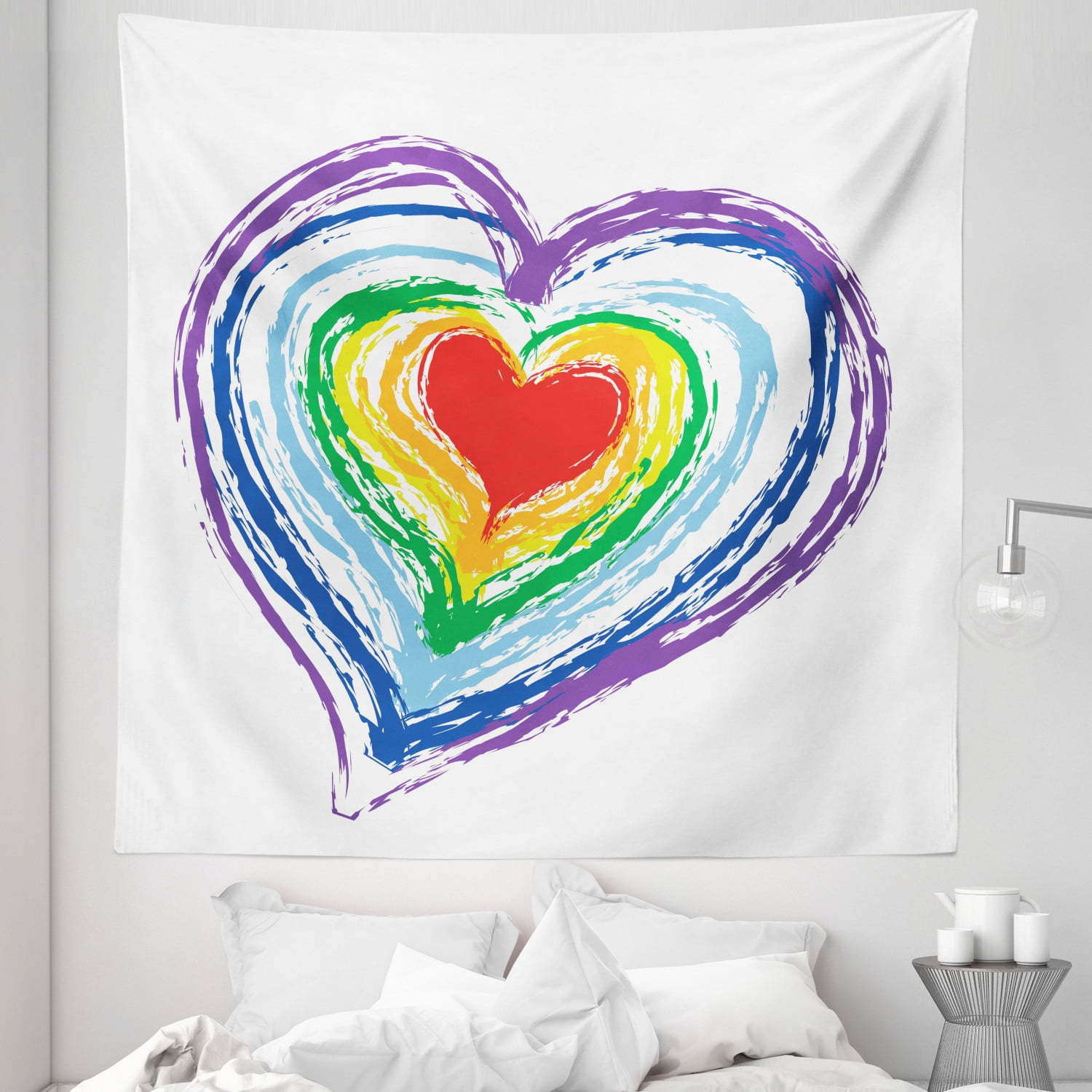 Love Tapestry, Love Themed Nested Rainbow Heart with a Simplistic Style ...