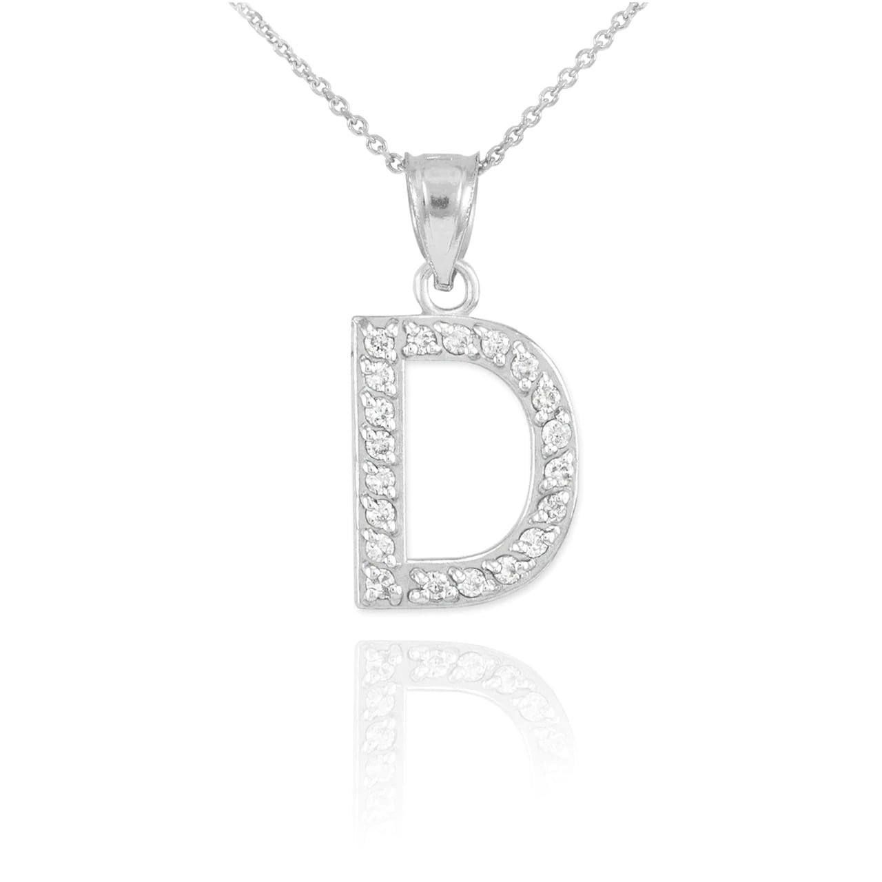 WHITE GOLD LETTER "D" DIAMOND INITIAL PENDANT NECKLACE : 14K Pendant ...