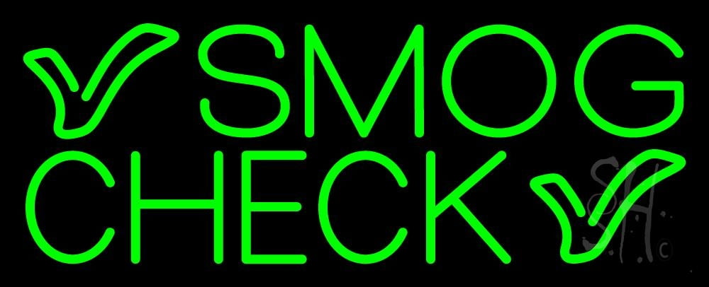 Green Smog Check LED Neon Sign 10 x 24 - inches, Clear Edge Cut Acrylic ...