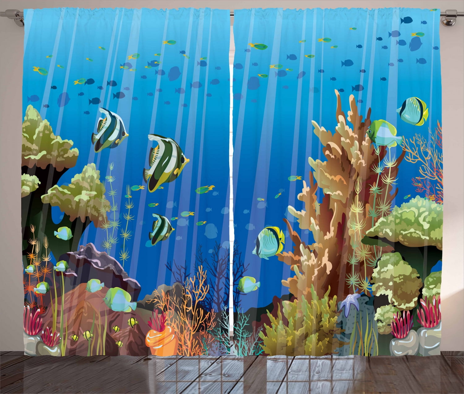 Marine Curtains 2 Panels Set, Majestic Universe Deep Underwater World ...