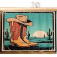 Brown Teal Western Cabinet Curtains 28"W x 35L, Vintage Cactus ...