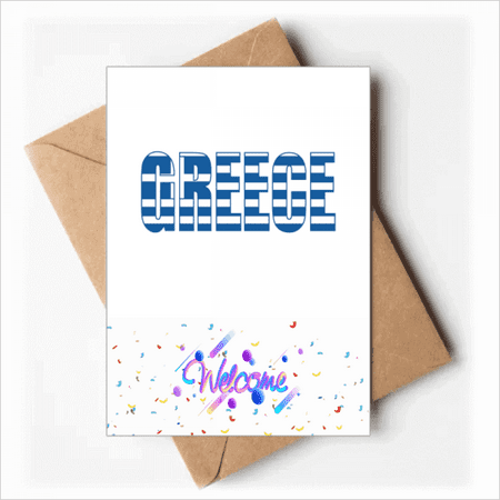 Greece Country Flag Name Art Deco Fashion Welcome Back Greeting Cards ...