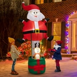 Costway 8 FT Christmas Inflatable Santa Claus & Reindeer Balloon with ...