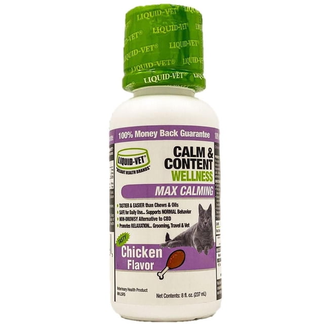 Liquid-Vet Feline Calm & Content Stress and Anxiety Relief for Cats - 8 ...