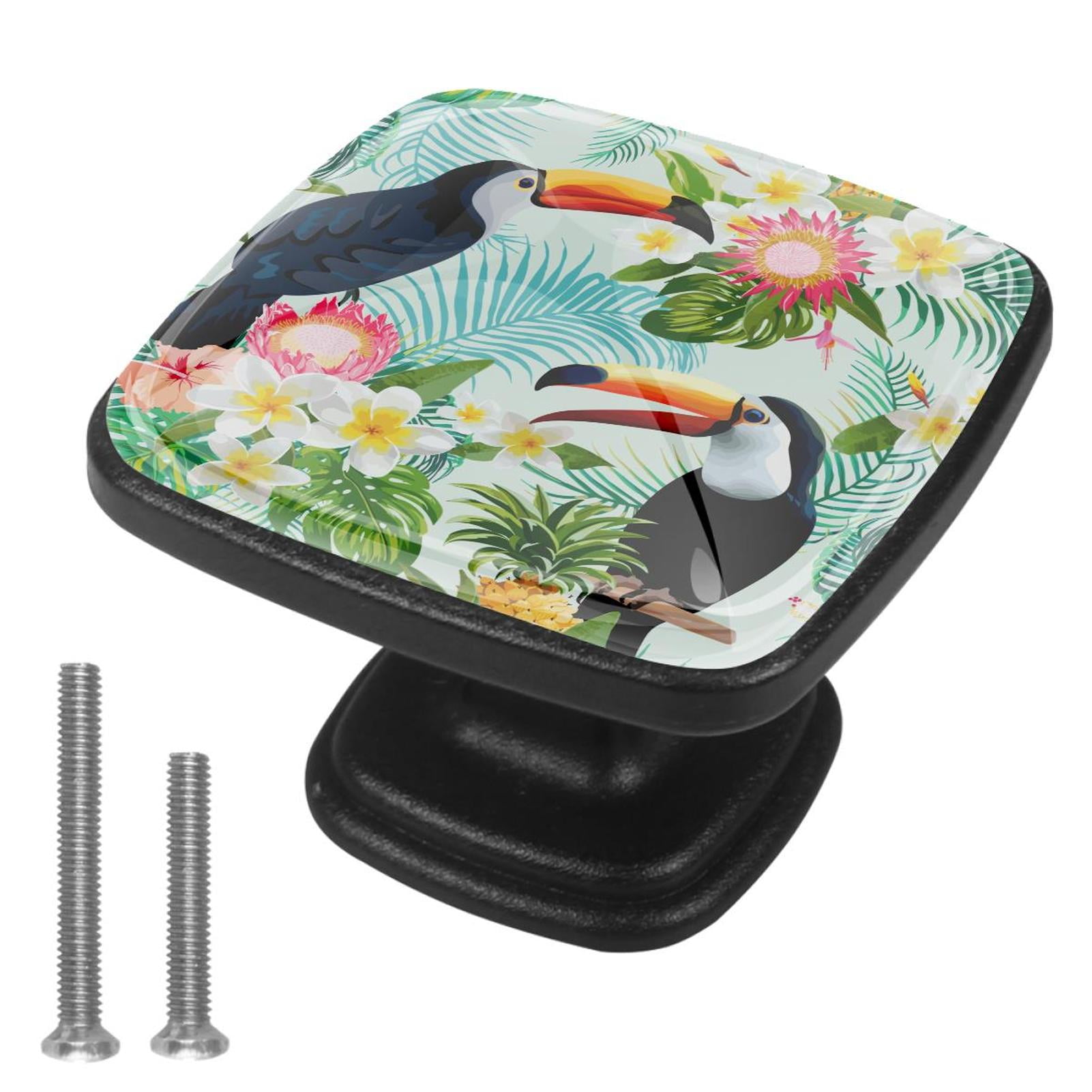 4 Pcs Cabinet Handle Drawer Pulls Tropical Toucan Knobs with Screws ...