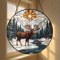 Decorative Moose Forest Scene Stained Glass Suncatcher Window Hanging ...