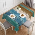 Farm Blue Brown Green Wood Board Table Cloth 52x70in, Waterproof ...