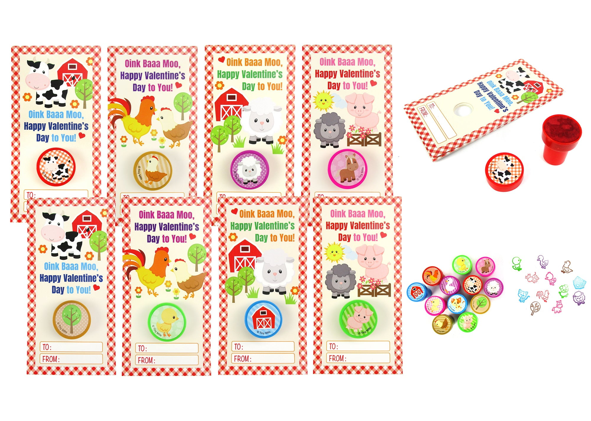 Tinymills 36pc Farm Animal Cards with Stampers for Kids, Valentine's ...