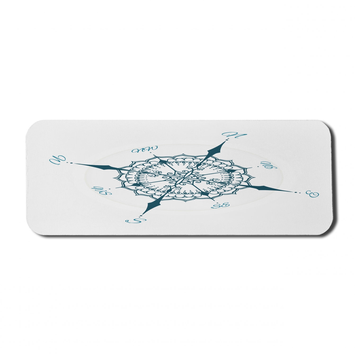 Compass Computer Mouse Pad, Hand Drawn Windrose Floral Arrangement ...