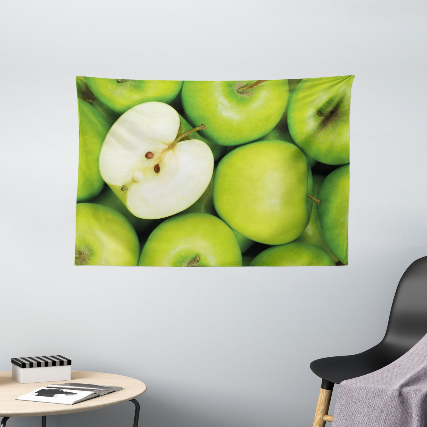 Apple Tapestry, Realistic Looking Pile of Green Apples Healthy Sweet ...