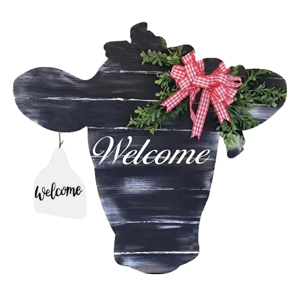 Cow Head Welcome Sign, Cow Head Door Hanger, Welcome Sign Porch Decor ...