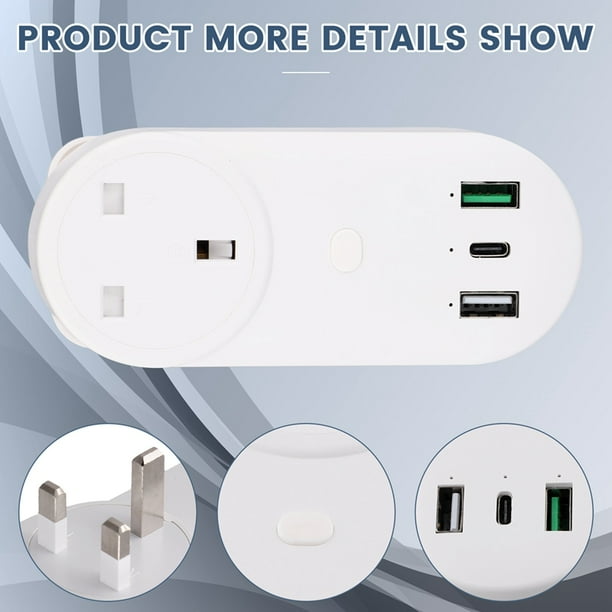 Enchufe Inteligente con WiFi, 16 A, 2 Puertos USB y Tipo C, 65 W ...