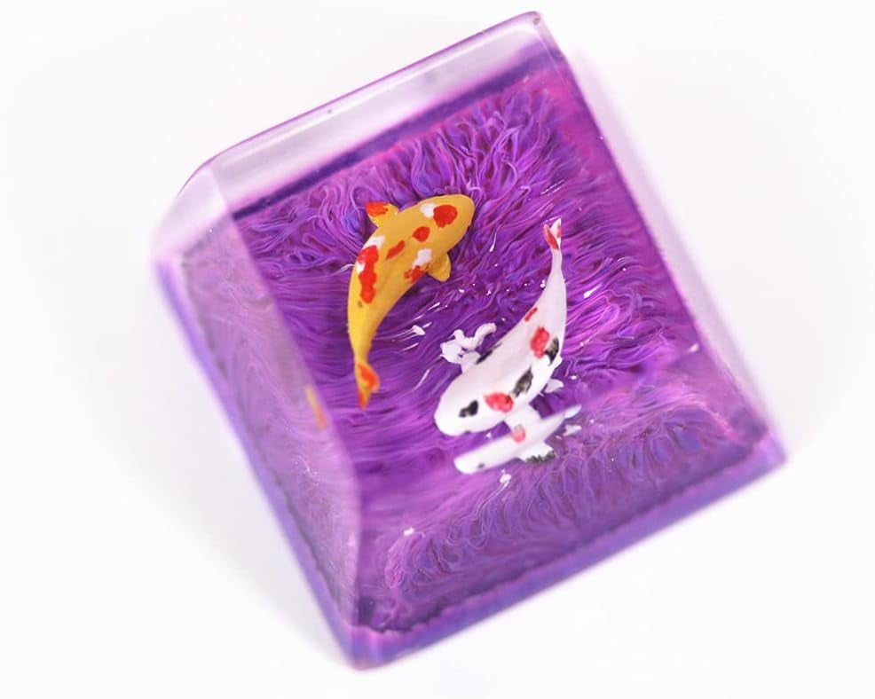 AIR-Handmade Koi Fish Backlit Resin Keycap R4/Esc Artisan Keycap Shine ...