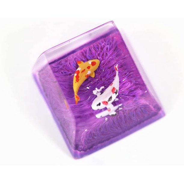 AIR-Handmade Koi Fish Backlit Resin Keycap R4/Esc Artisan Keycap Shine ...