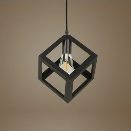 Black Geometric Pendant Light Fixture, Modern Geometric Square Ceiling ...