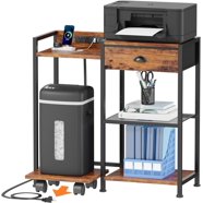 Qunbio 2 Tier Desktop Printer Stand Holder, Retro Desk Storage Shelf ...